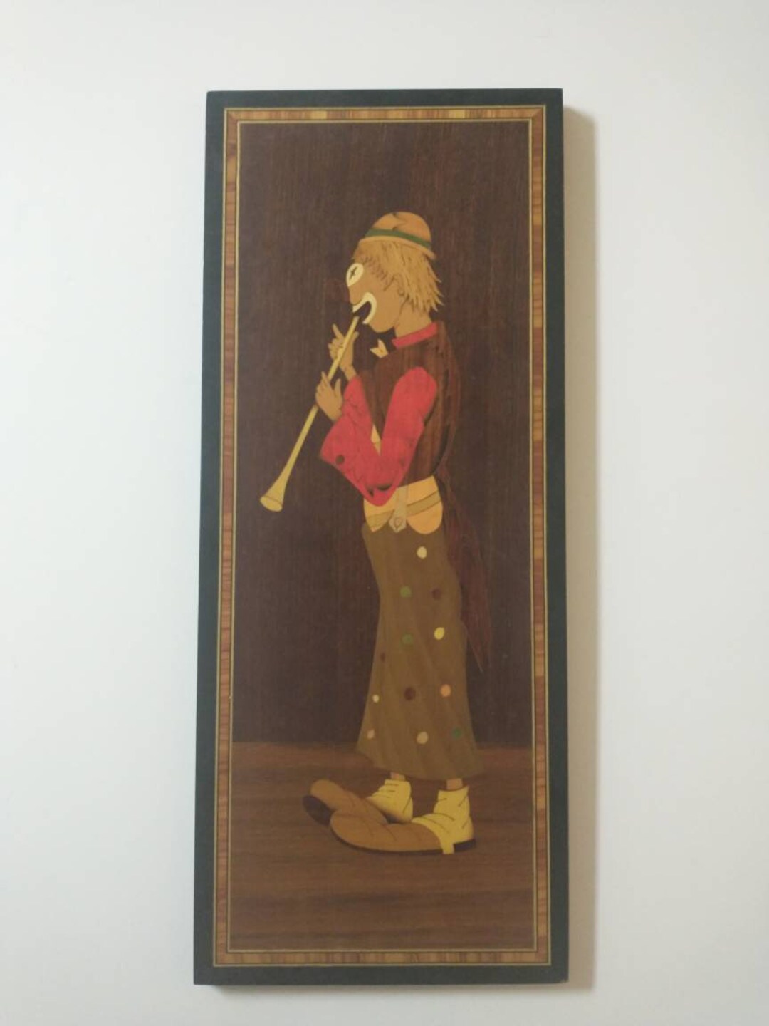 1994 Wood Inlaid Clown Playing Clarinet - Etsy