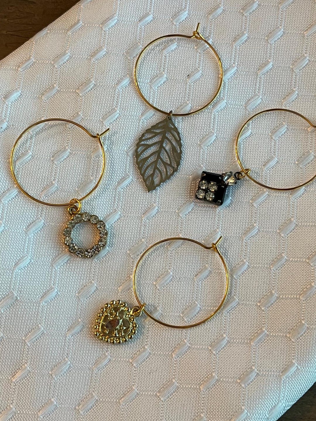 Vintage Wine Glass Charms Set of 4 (rhinestone/gold Tone) - Etsy
