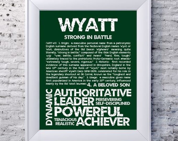 WYATT Personalized Name Print / Typography Print / Detailed Name ...