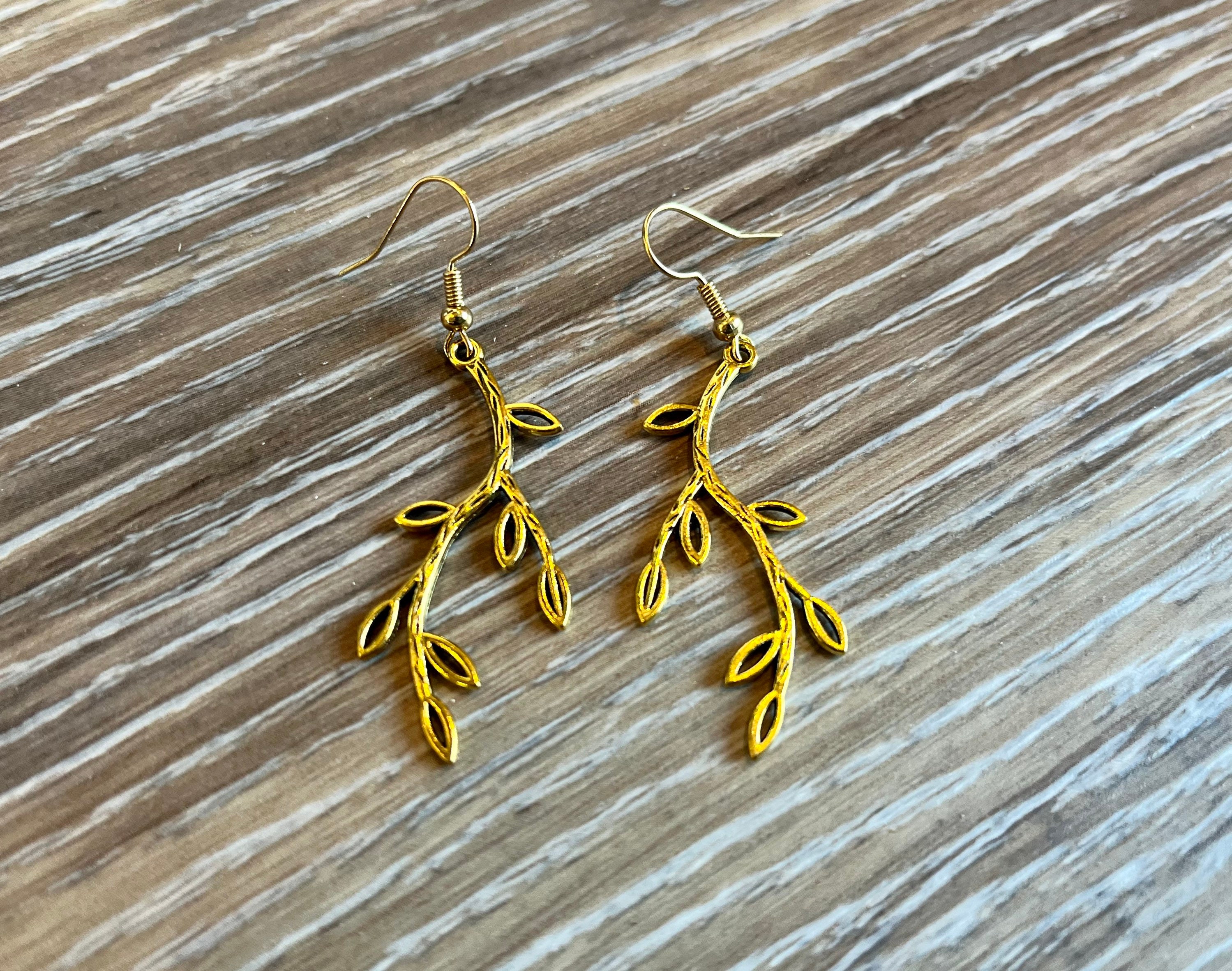 Tree Branch Earrings, Gold Branch Earrings, Greek Goddess Earrings ...