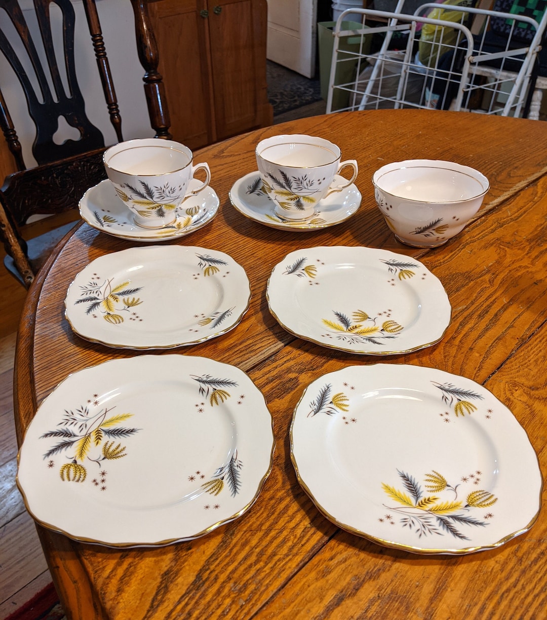 9 Pcs. Colclough Stardust 6791 Bone China. 1955-64, Now Discontinued ...