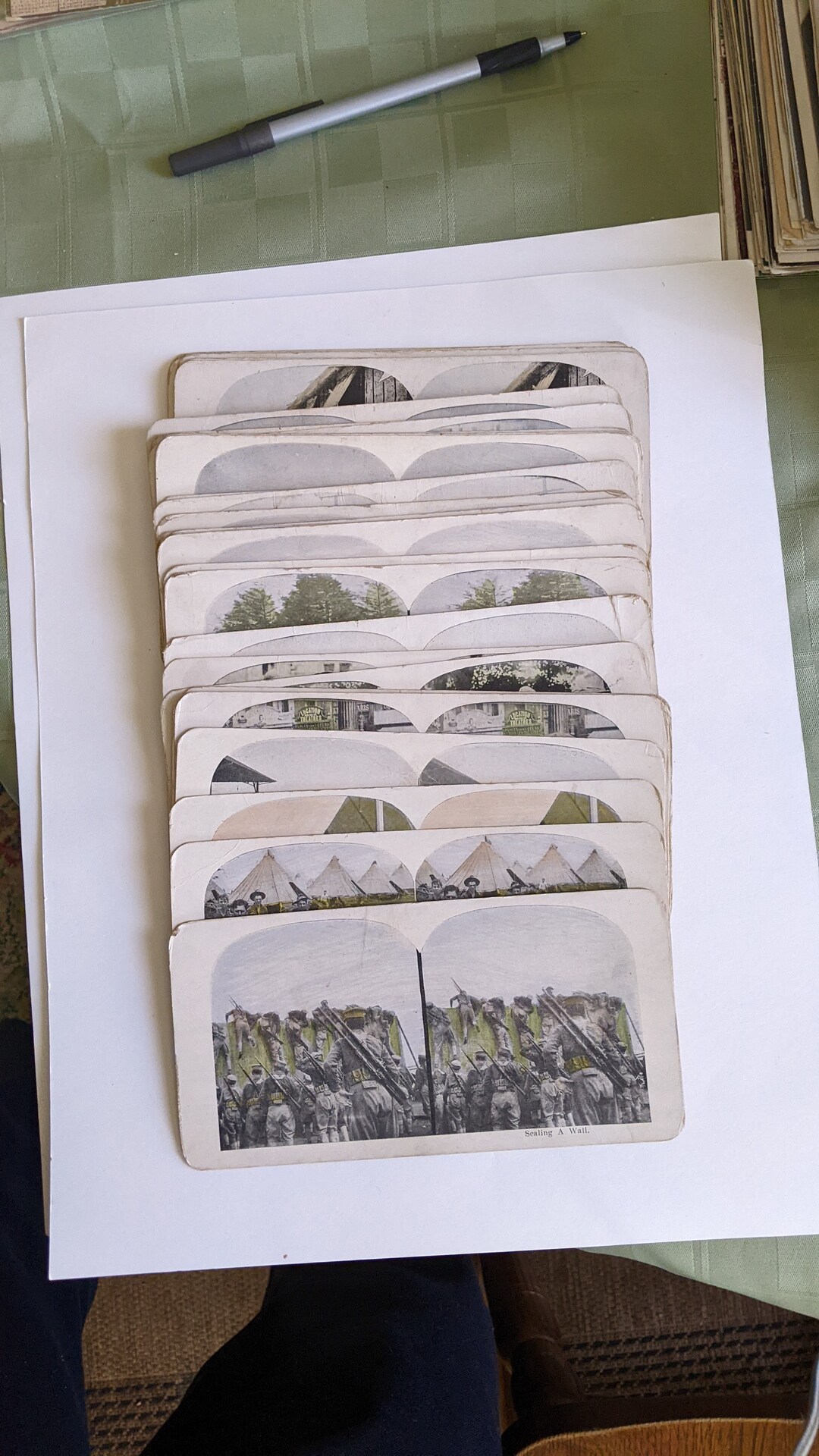 36 World War I Stereoscopic Cards. Battle, Training, Army Life,, Etc ...