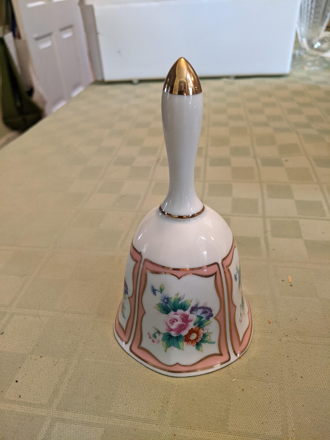 Lefton Hand Painted 5-1/4" Porcelain Bell, Floral Panels. Undamaged ...