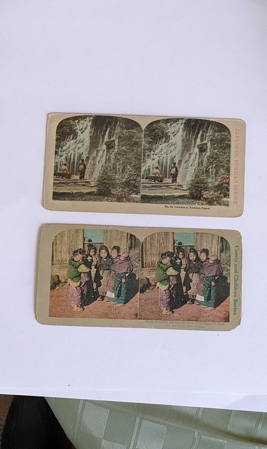 Pair, Pre-wwl Japanese Stereoscopic Views. Children and Babies. Cascade ...