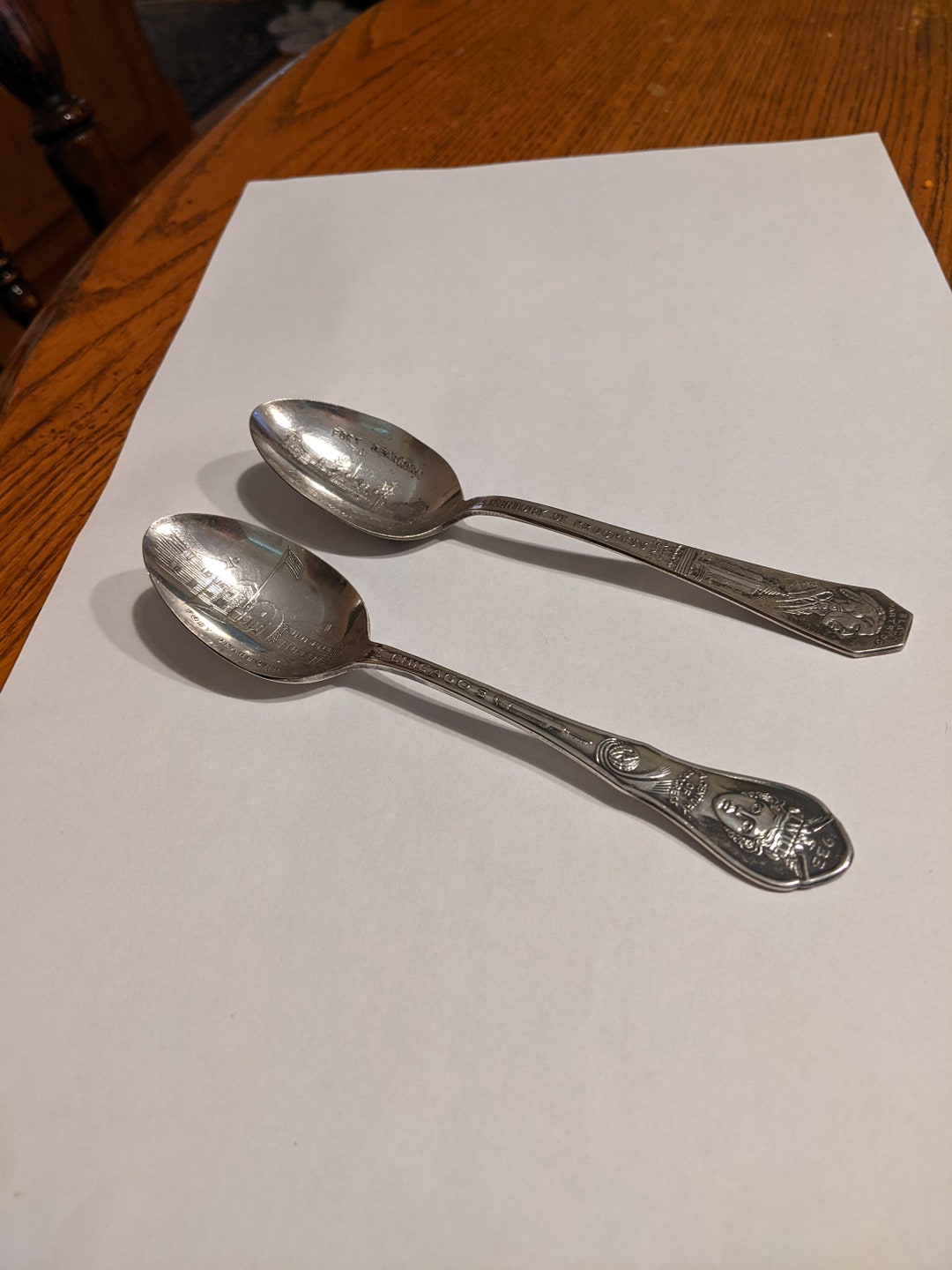 Pair, 1933 Century of Progress Chicago World Fair Silverplate Spoons ...
