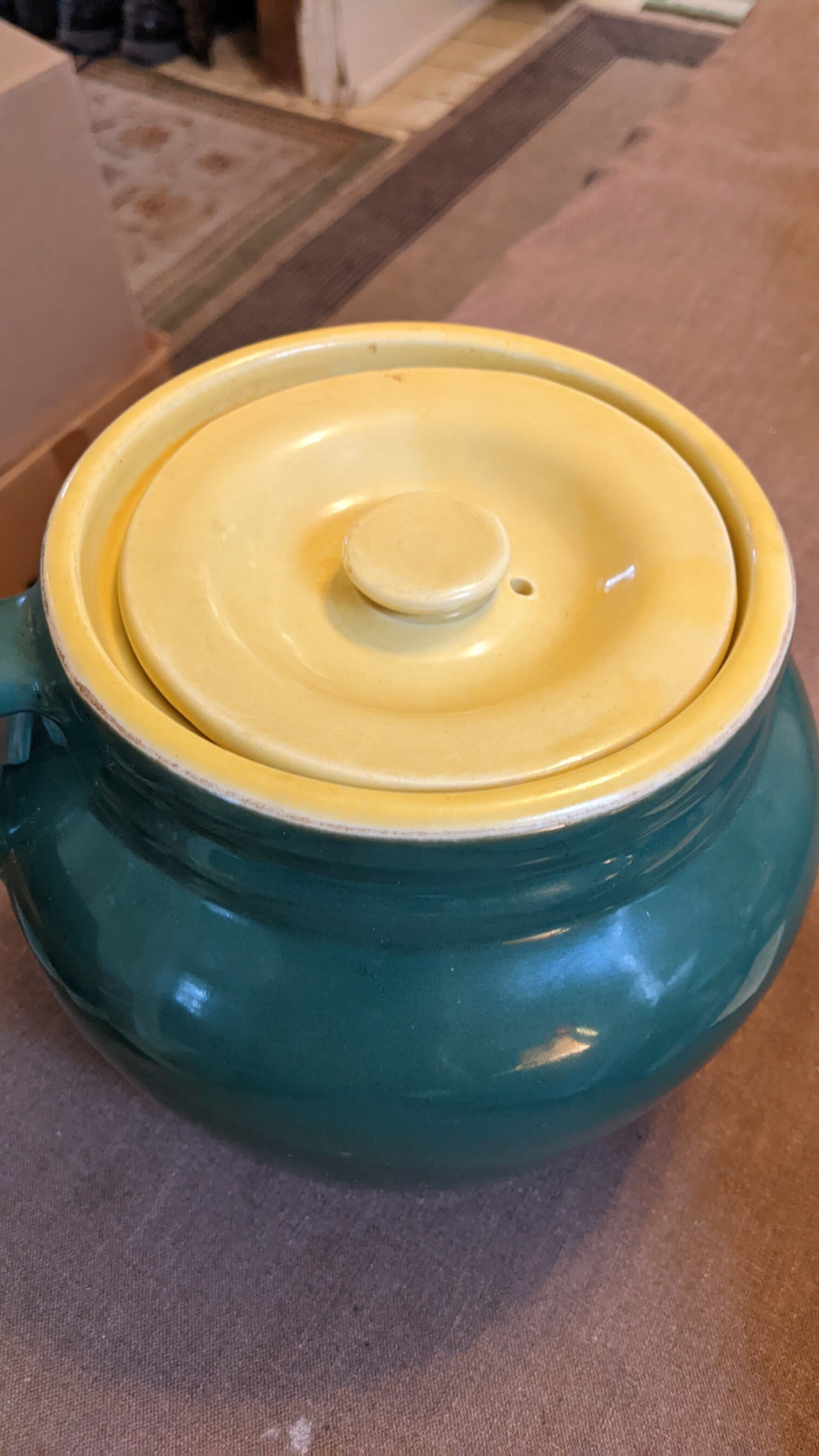 Circa 1930-70 Hall Pottery New England 6" Forest Green/ivory Bean Pot ...