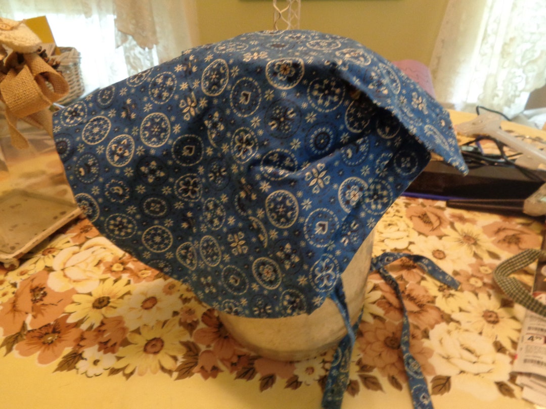 Circa 1970's Blue and White Calico Bonnet, - Etsy Singapore