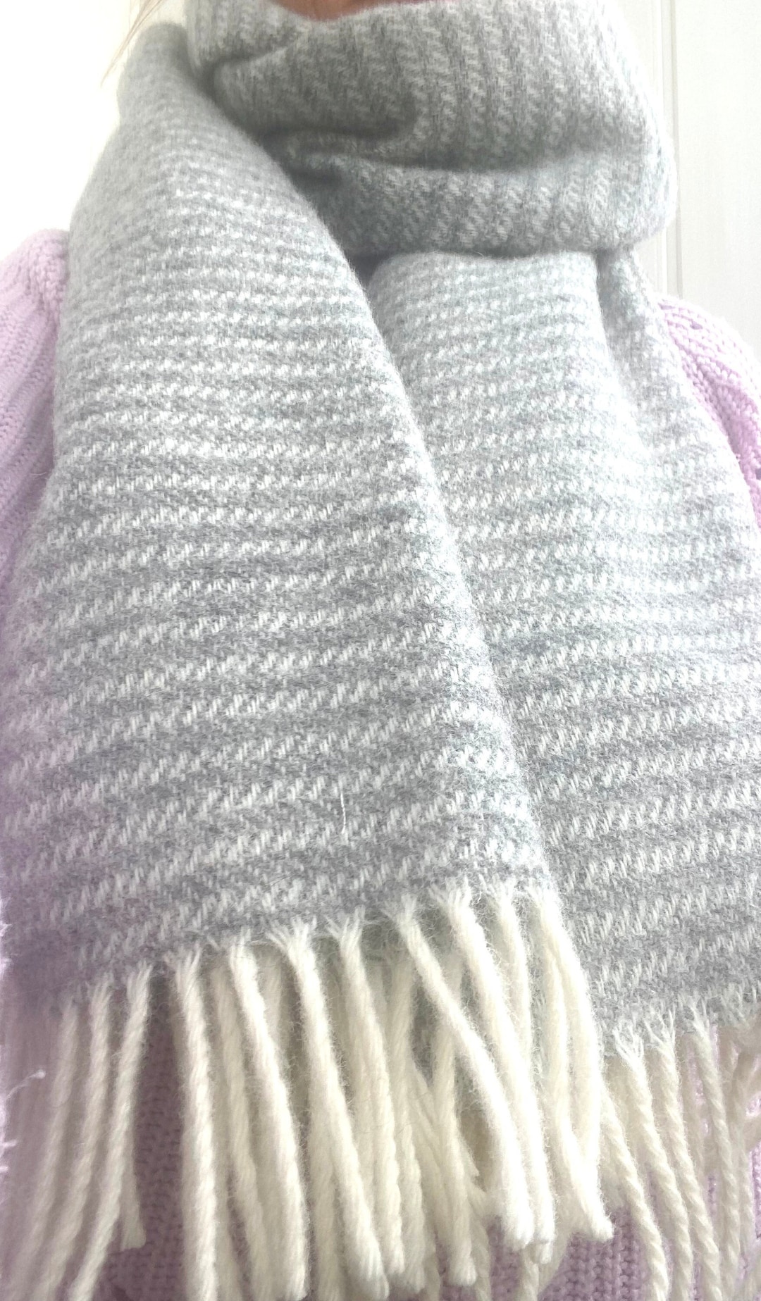 Grey Wool Scarf, 100% Wool Thick Scarf, Winter Wedding, Personalized ...