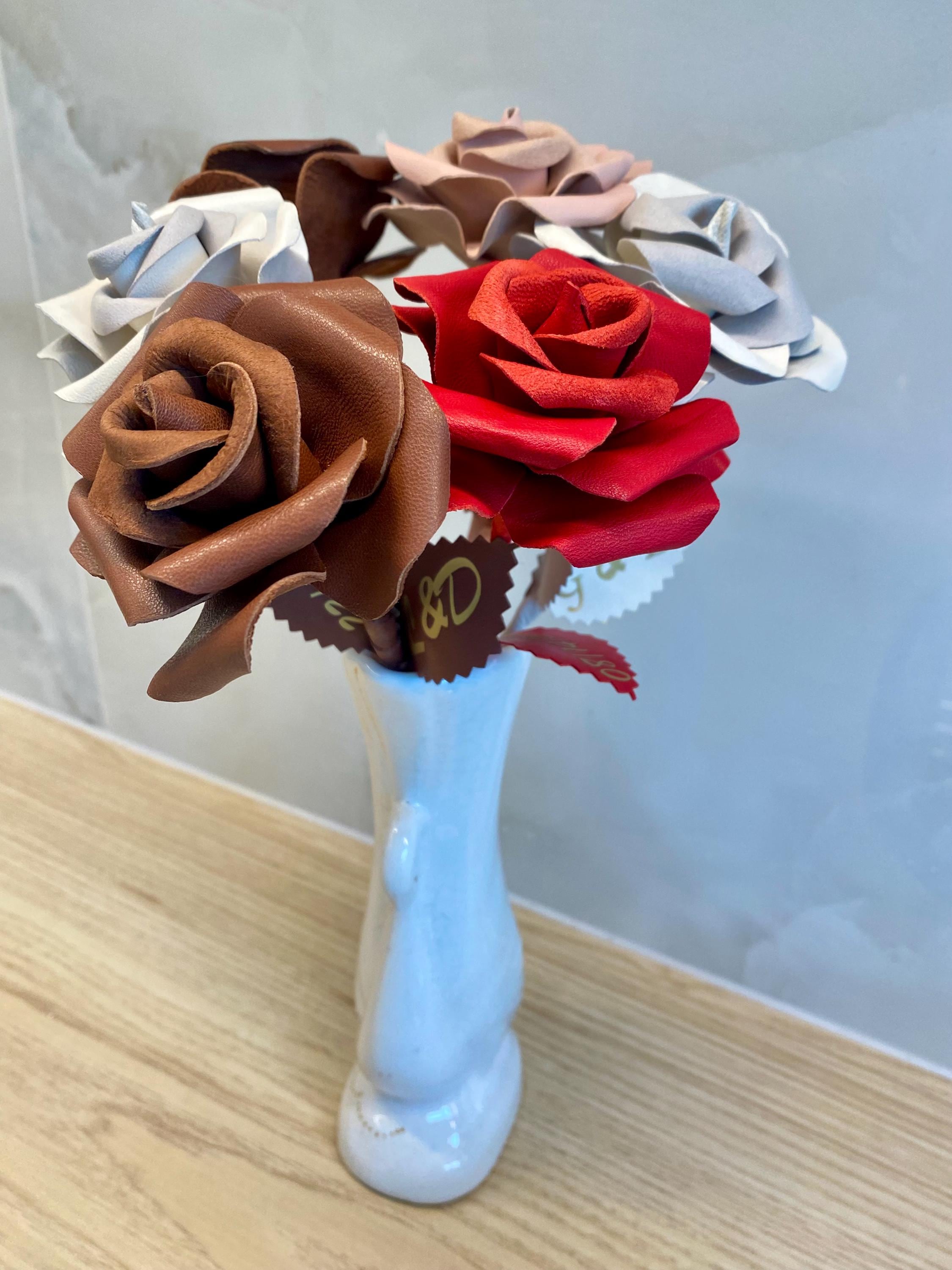 Leather Rose With Date and Initial, 3rd Wedding Anniversary Gift ...