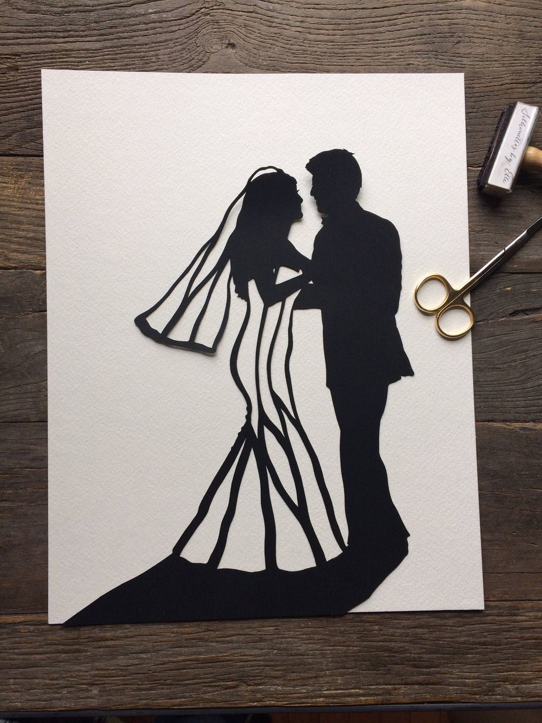 Custom Hand-cut Silhouette Portrait - 1st Anniversary Paper Gift ...