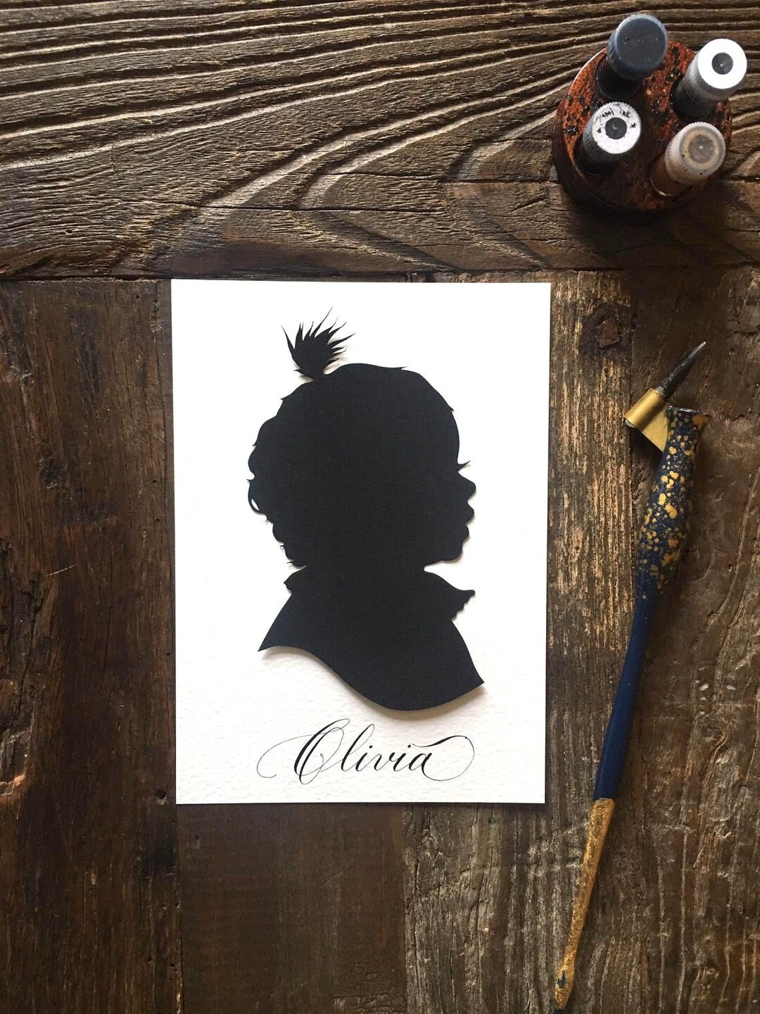 Custom Silhouette Handcut Personalized Silhouette Portrait Kids ...