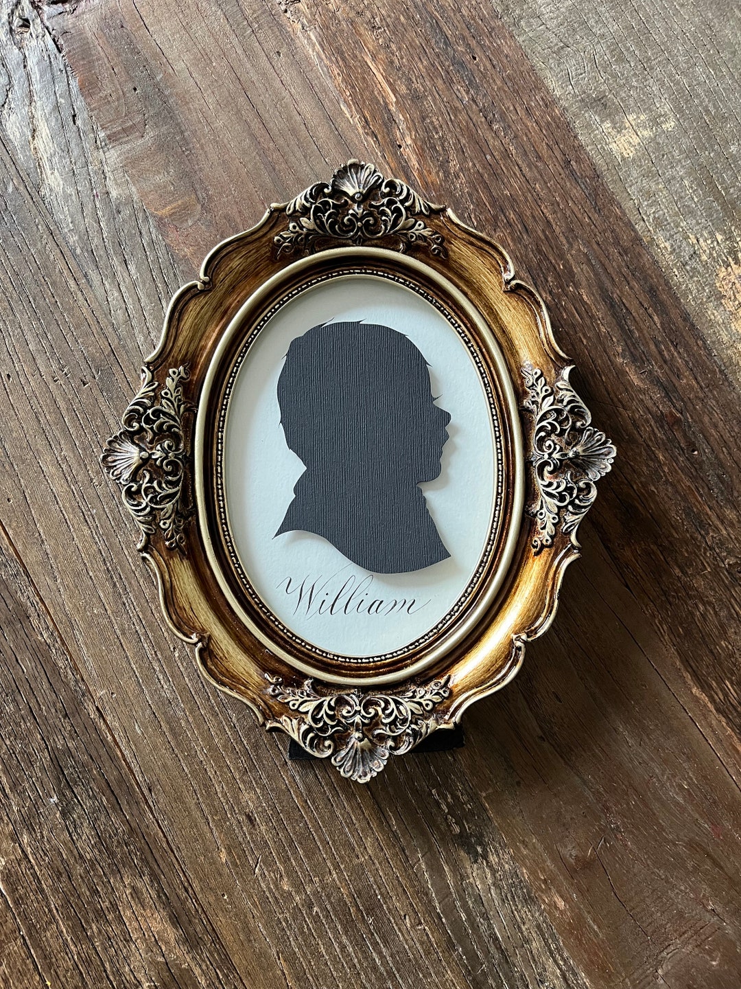 Oval Framed Custom Hand Cut Silhouette Portrait Personalize Family ...