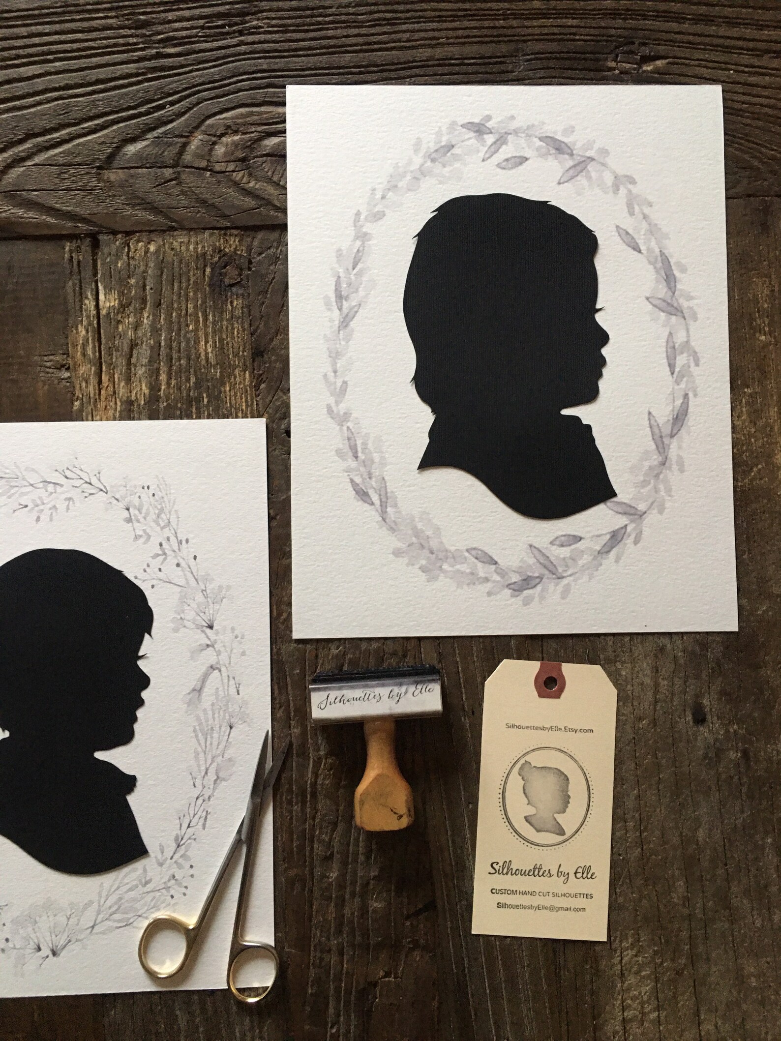 Hand Cut Custom Profile Silhouette Portrait W/ Wreath Option - Etsy