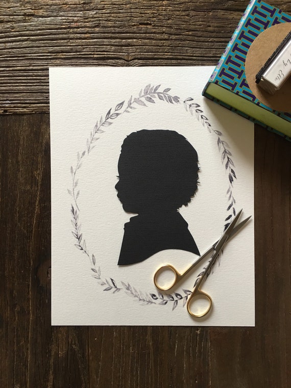 Hand Cut Custom Profile Silhouette Portrait W/ Wreath Option | Etsy