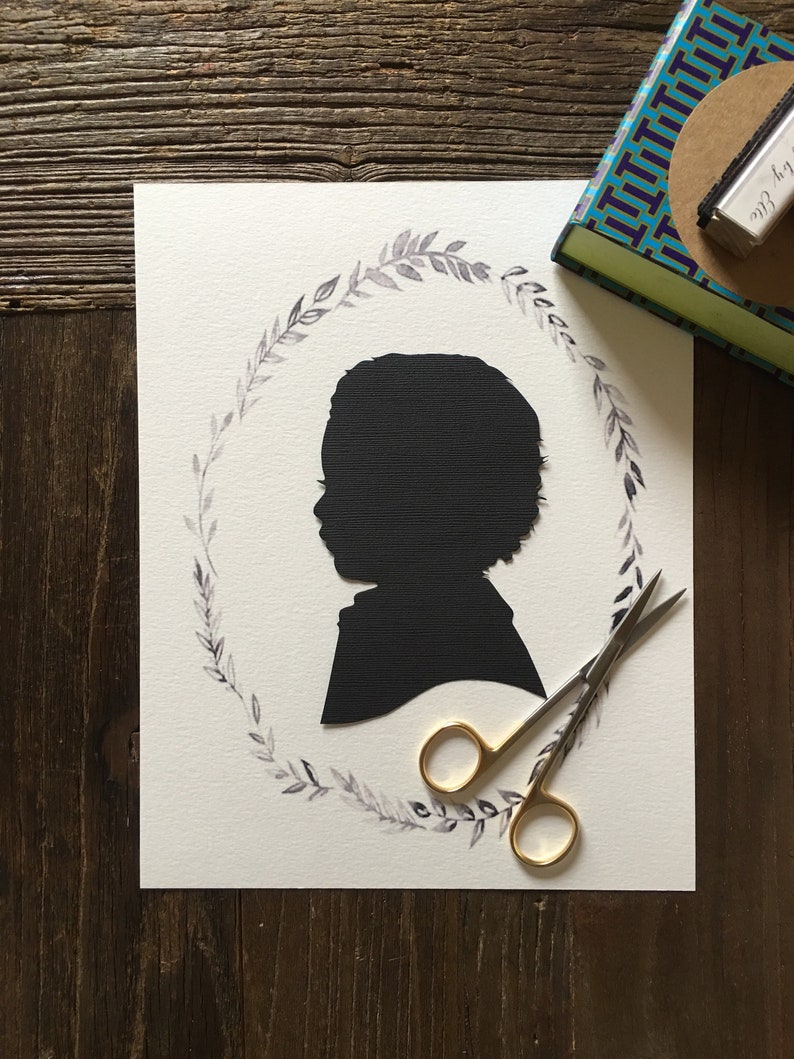 Hand Cut Custom Profile Silhouette Portrait W/ Wreath Option - Etsy