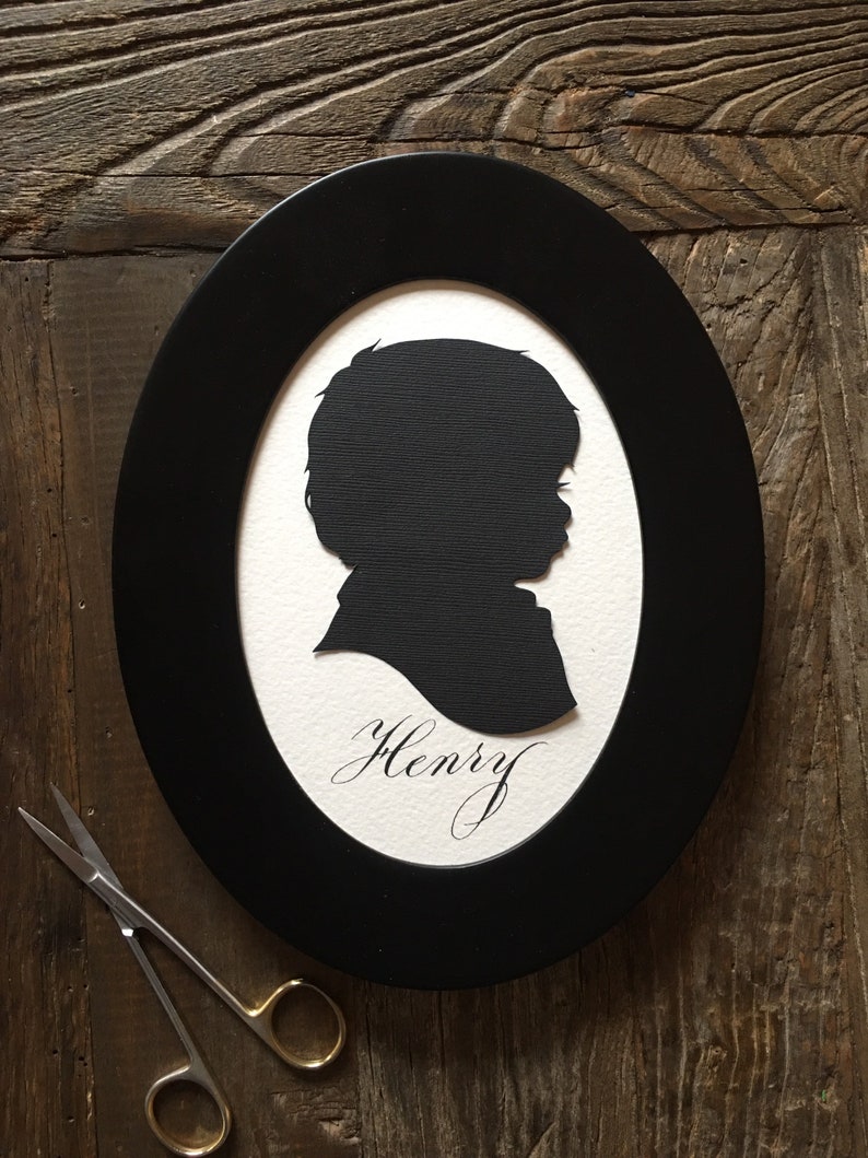 Oval Framed Silhouette Portrait Custom Personalize Family - Etsy