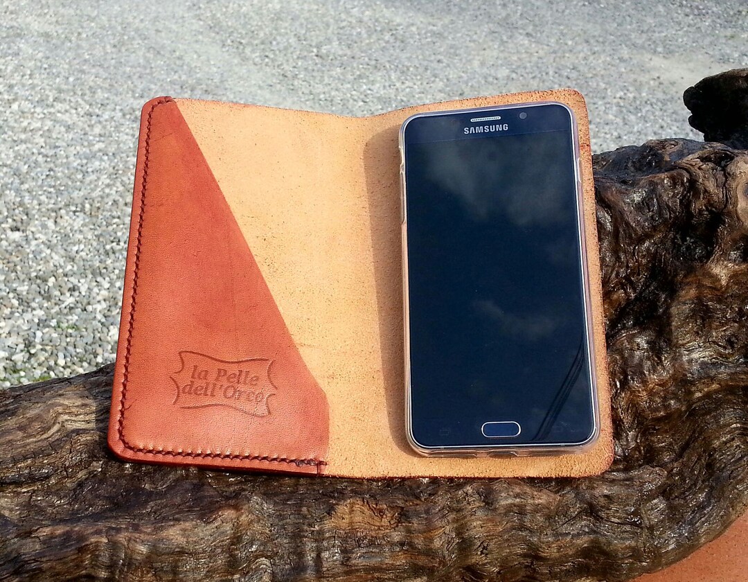 Entirely Handmade Leather Mobile Phone Case With Pocket for - Etsy