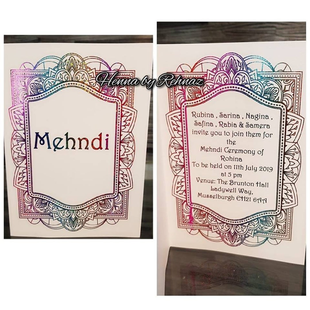 Mehndi Cardsmehndi Invitationsparty Invitewedding - Etsy