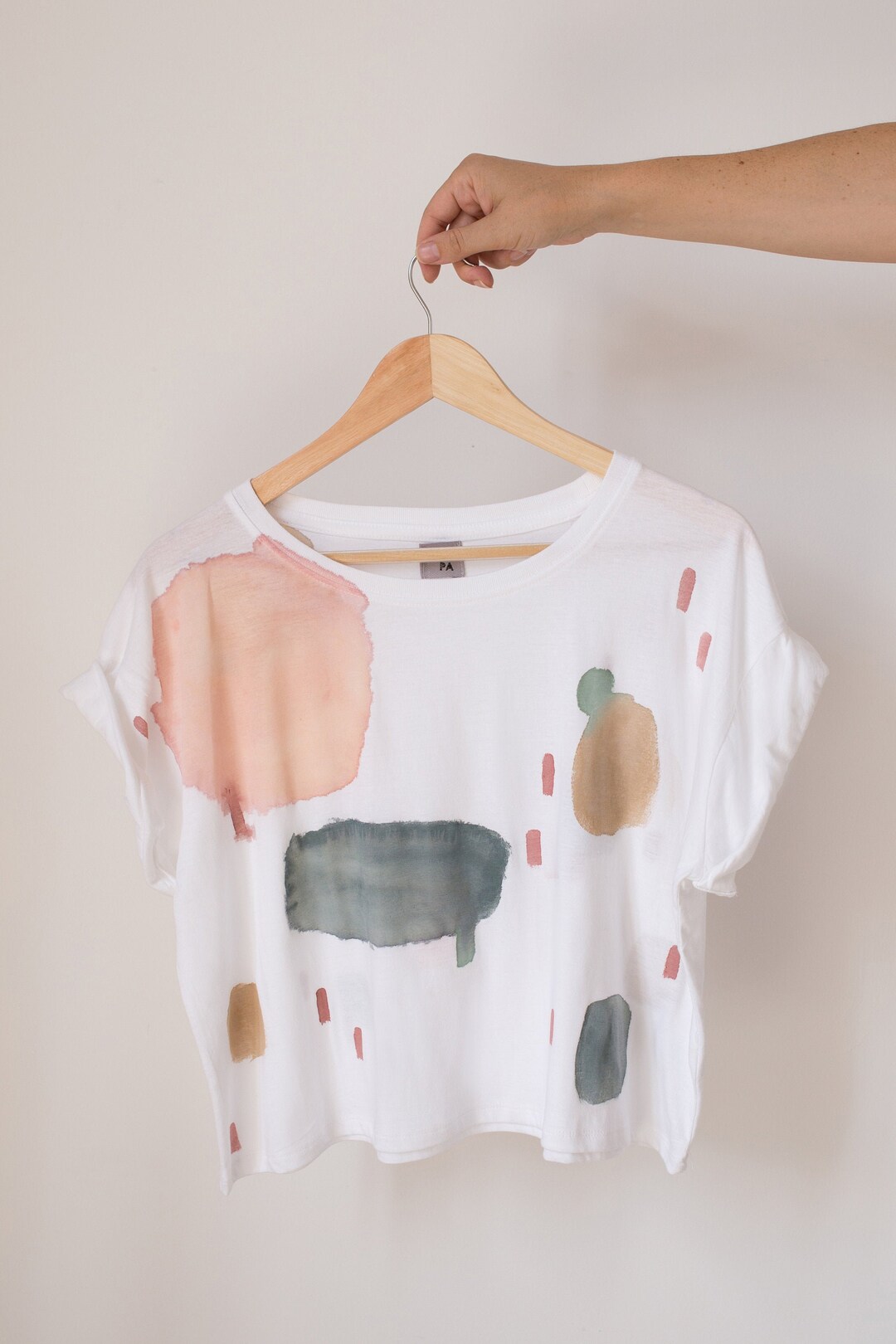 Cropped Illustrated T-shirt, Organic Cotton T-shirt, Earth Tones T ...