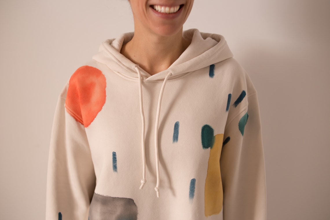 Oversize Hoodie, Happy Colors Illustration, Organic Cotton Sweatshirt ...