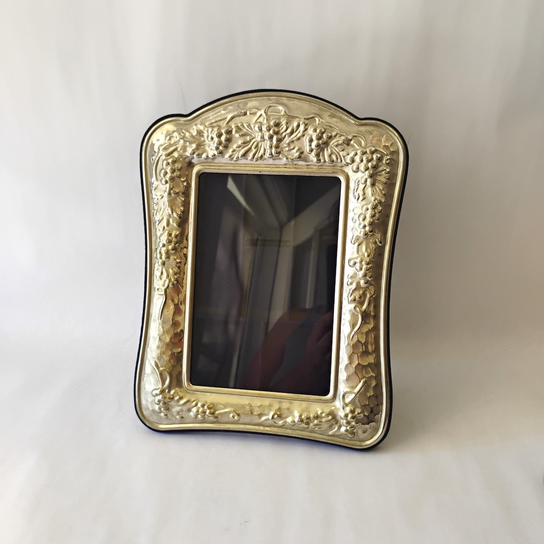 Vintage Hammered Silver Plate Picture Frame With Embossed Grapes ...