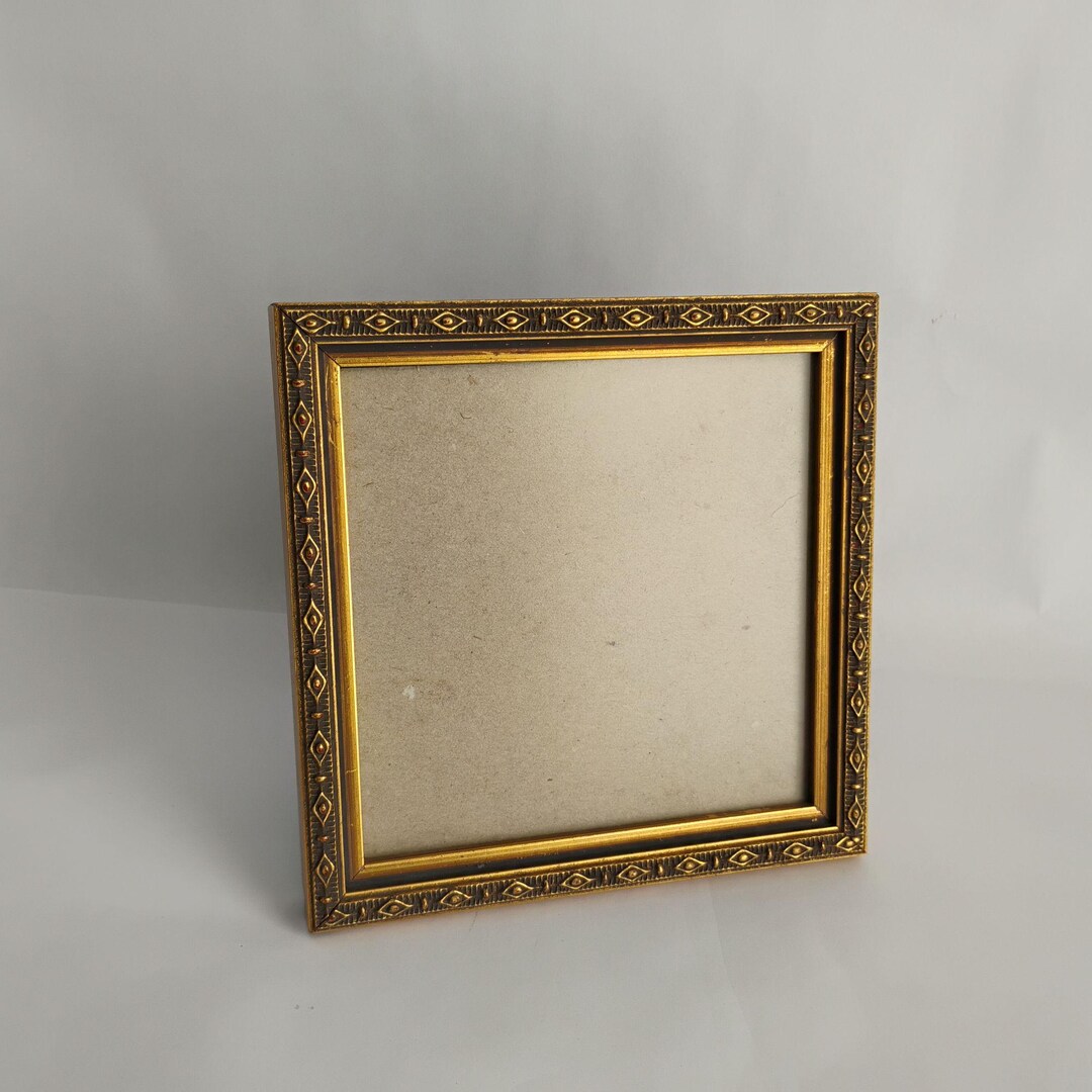Mid Century Square Gold Picture Frame Image 5 X 5 Non Glare Glass ...