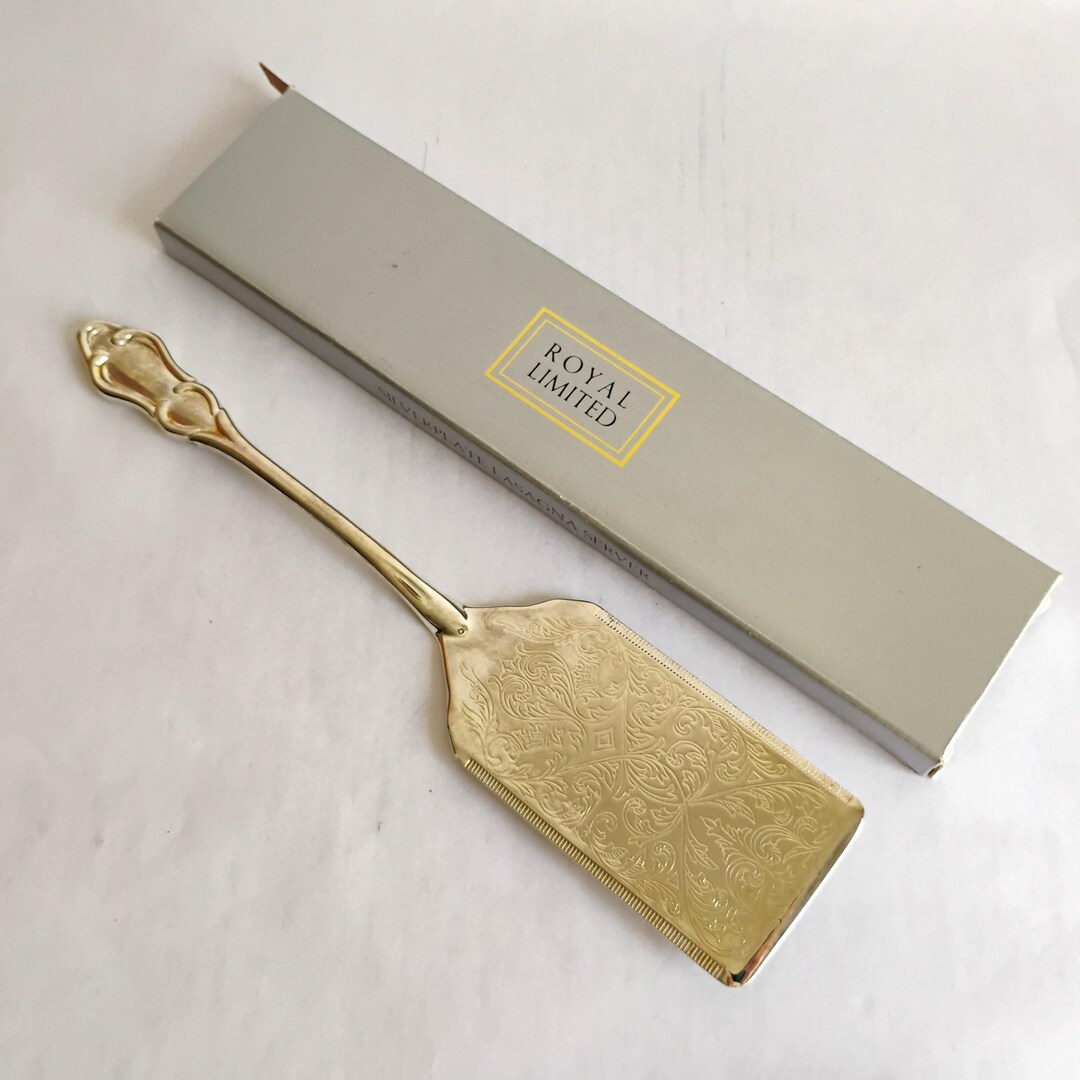 Royal Limited Silver Plate Lasagna Server, Etched Silverplate Cake ...