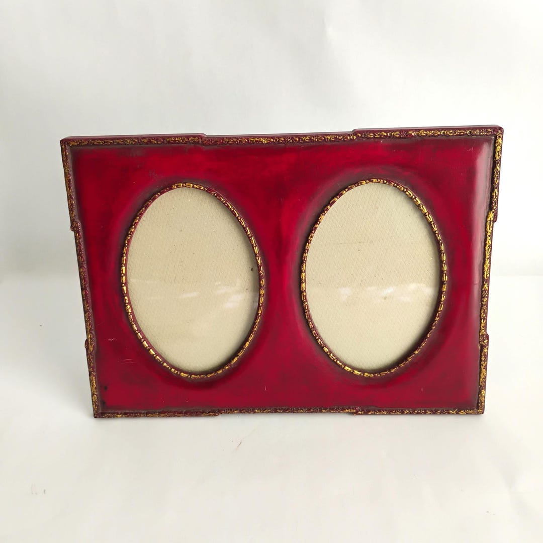 Resin Double Oval Picture Frame Burgundy and Gold Picture Frames Image ...