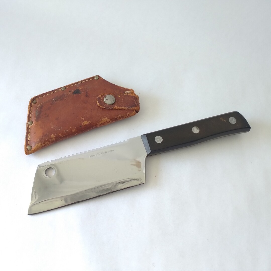 Ka-bar Meat Cleaver With Leather Sheath, Carbon Chrome Meat Cleaver ...