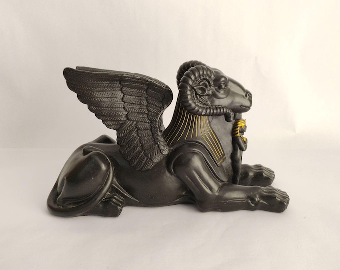 Vintage Ancient Egyptian Sphinx Ram Banebdjedet Sphinx Statue, Black ...
