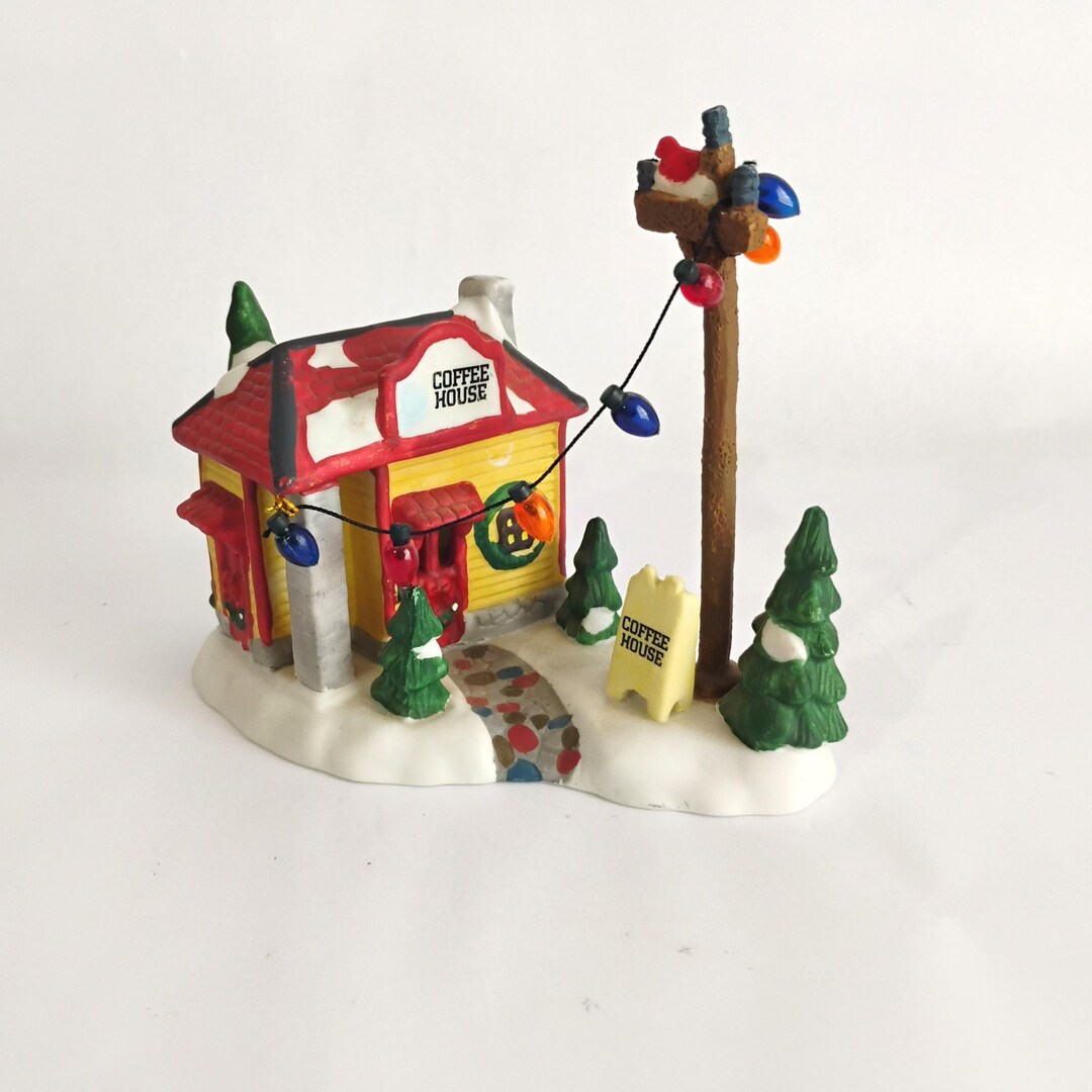 Vintage Christmas Village Porcelain Coffee House Village String Lights ...