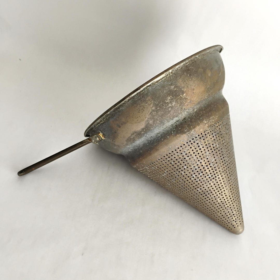 Cone Metal Strainer Colander, Vintage Cone Colander, Vintage Rustic ...
