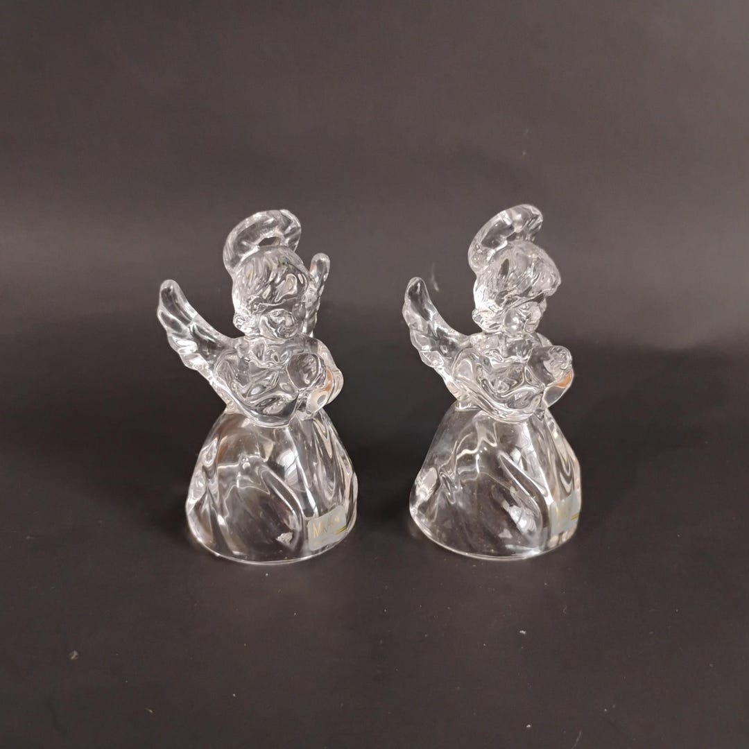 2 Mikasa Miniature Crystal Angel Figurines, Crystal Angel With Halos ...