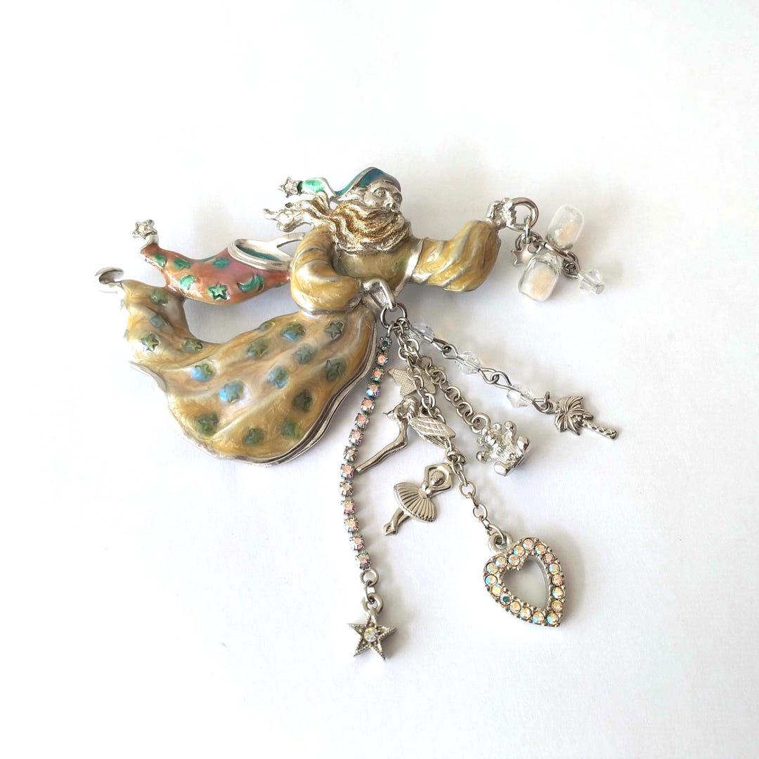 Kirks Folly Sweet Dream Sandman Crystal Charm Brooch Iridescent Enamel ...