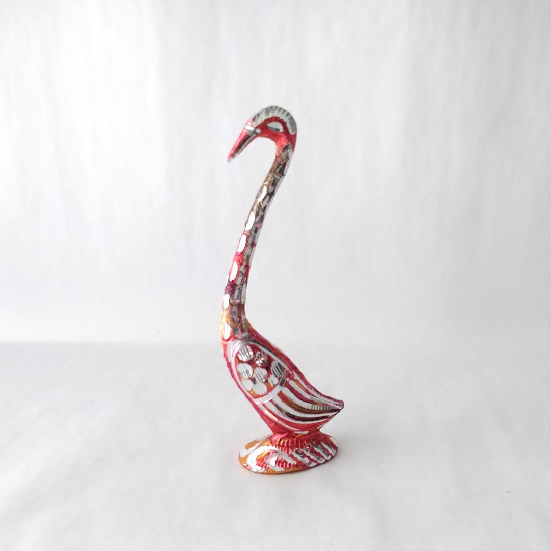 Metal Goose Sculpture Figurine, Handmade Multi Color Metal Goose ...