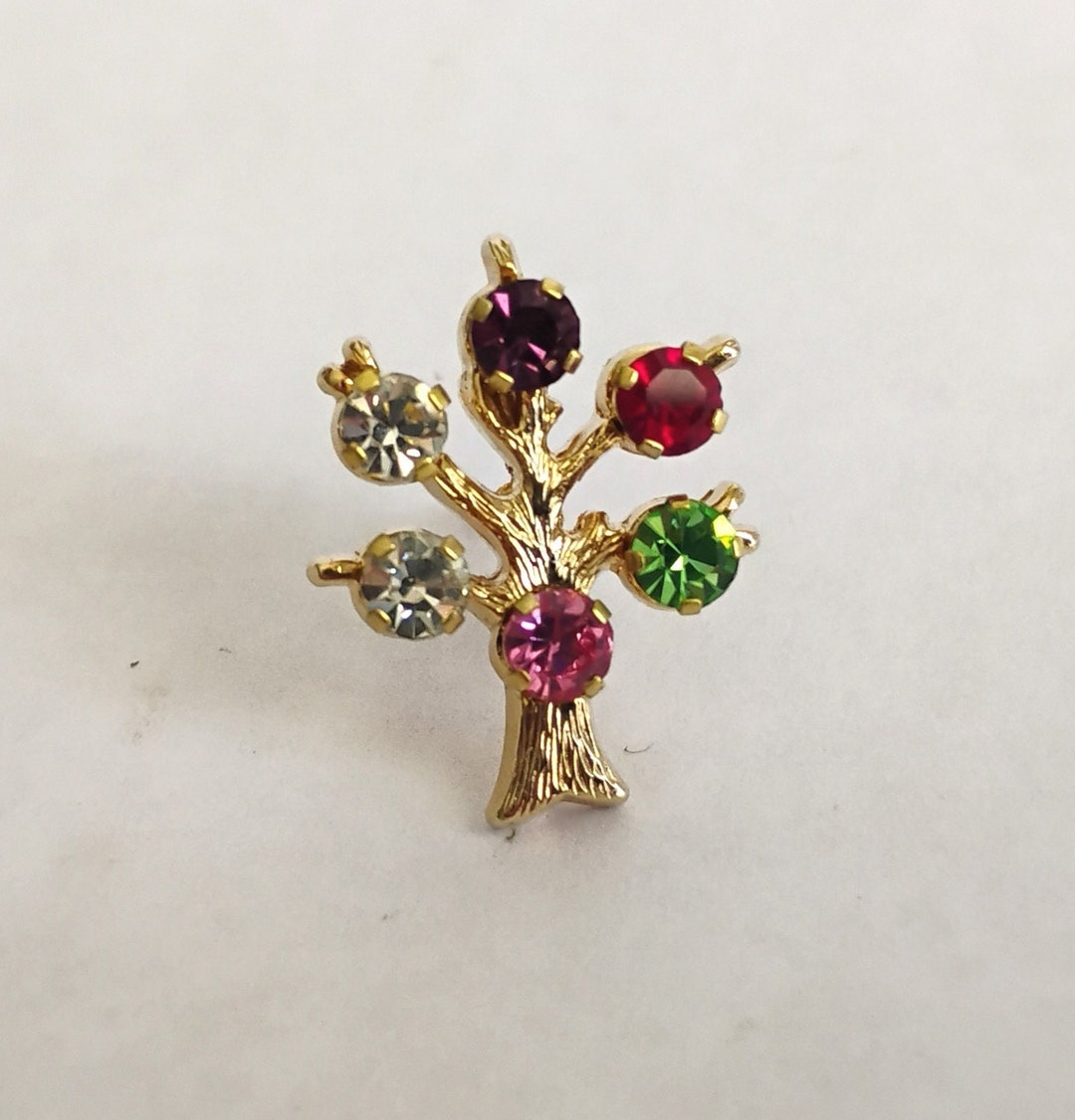 Anson Multicolor Rhinestone Family Tree Pin Tie Tack - Etsy
