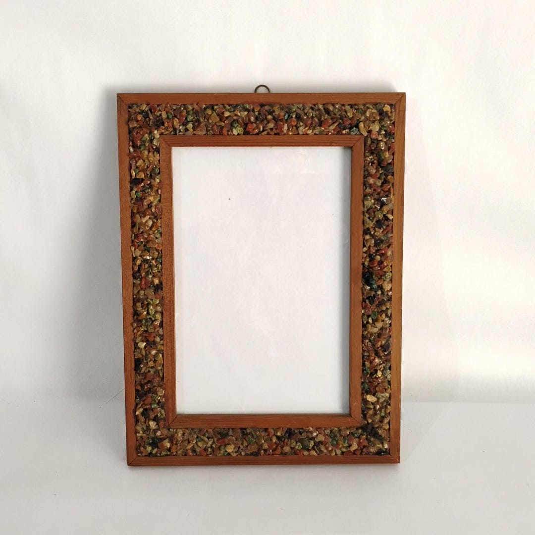 Rustic Multi Stone Cluster Wall Frame Image 6 X 9 in Wooden Natural ...