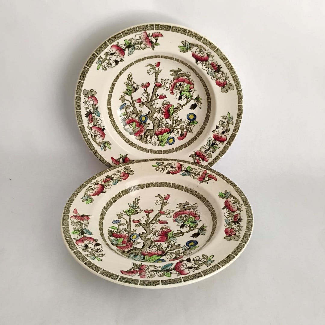 2 Indian Tree Bowls Johnson Bros England Pink Brown Indian Tree Ceramic ...