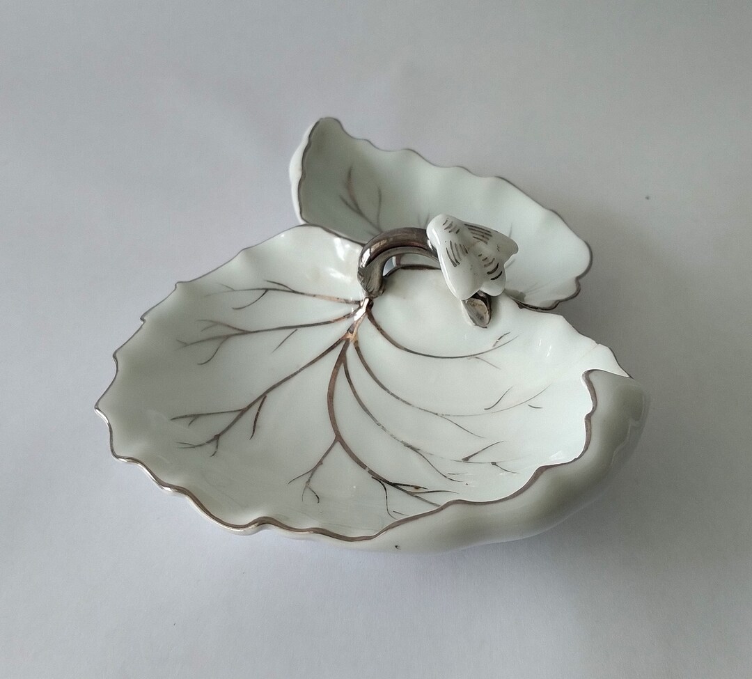 Antique White Silver Flying Bug Porcelain Trinket Dish With Bug Handle ...