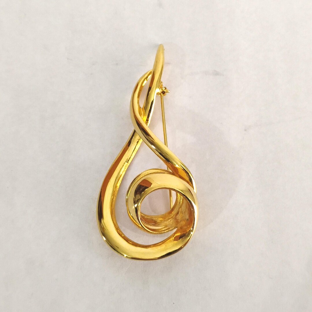 Vintage Napier Gold Musical Note Brooch, Large Scroll Musical Note ...