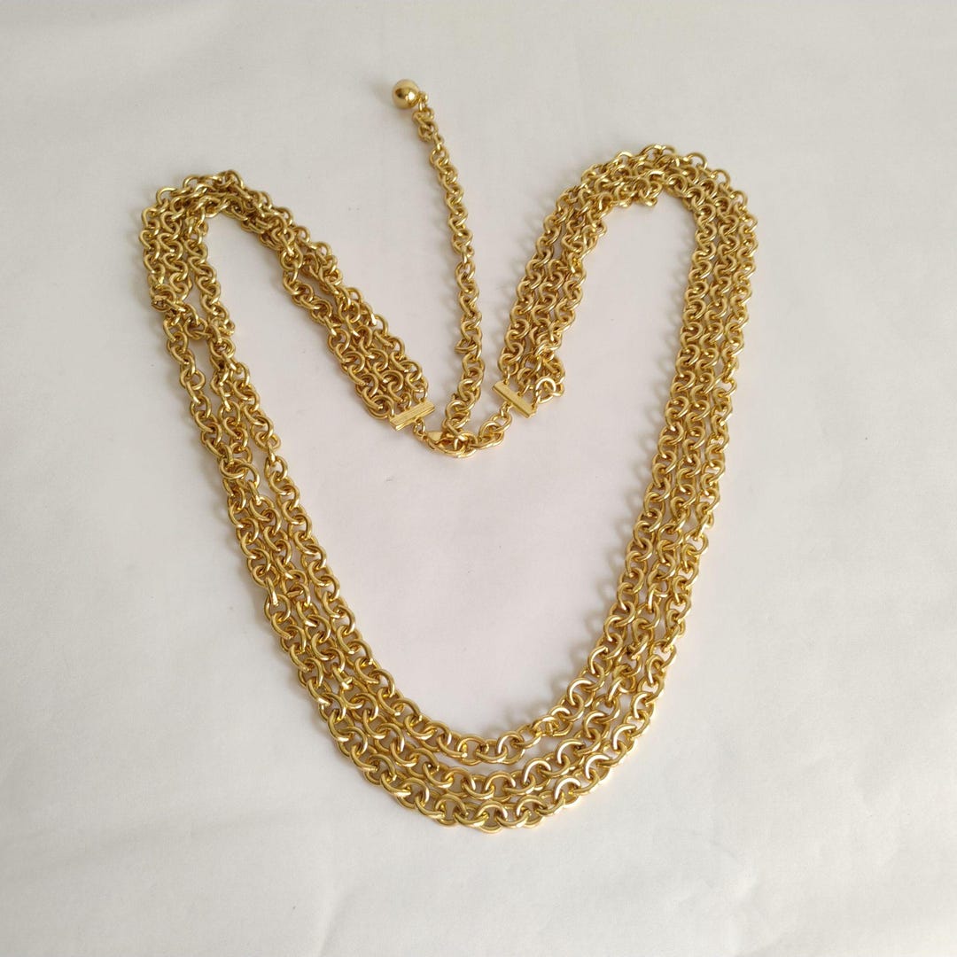 Vintage Gold Tone Multi Chain Link Belt Size Medium to Large 37 in to ...