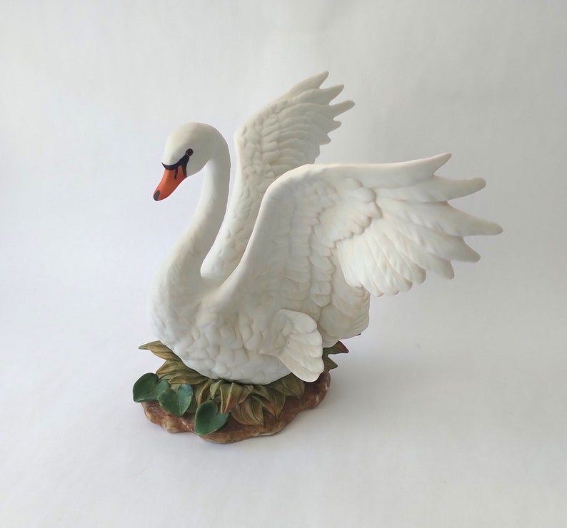 Signed Porcelain Swan Figurine by Masterpiece Homco 1987 Wings - Etsy