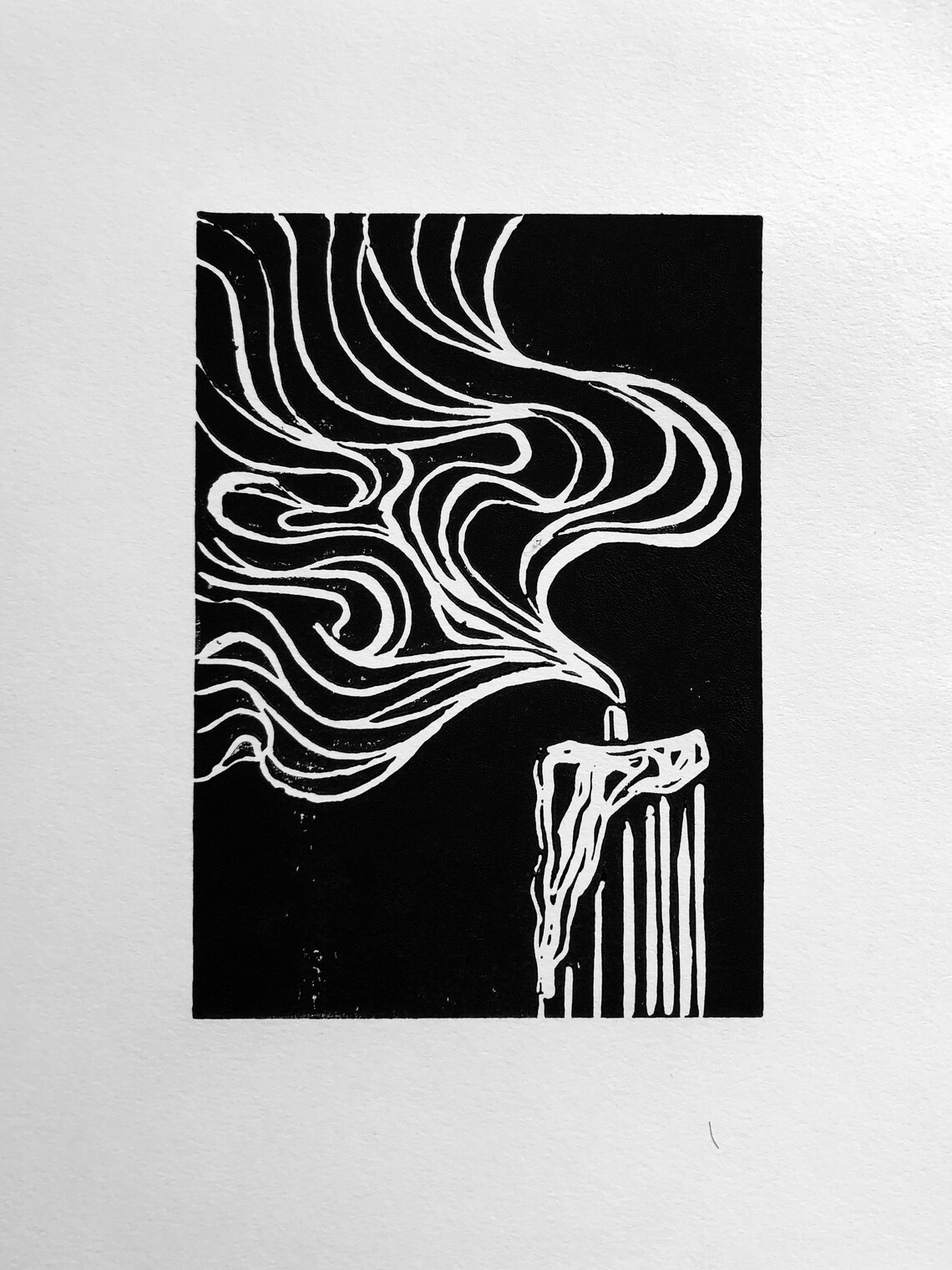 Smoking Candle Lino Print - Etsy