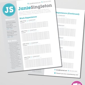 Resume Template Download - Editable Instant Download - 2 Page Resume ...