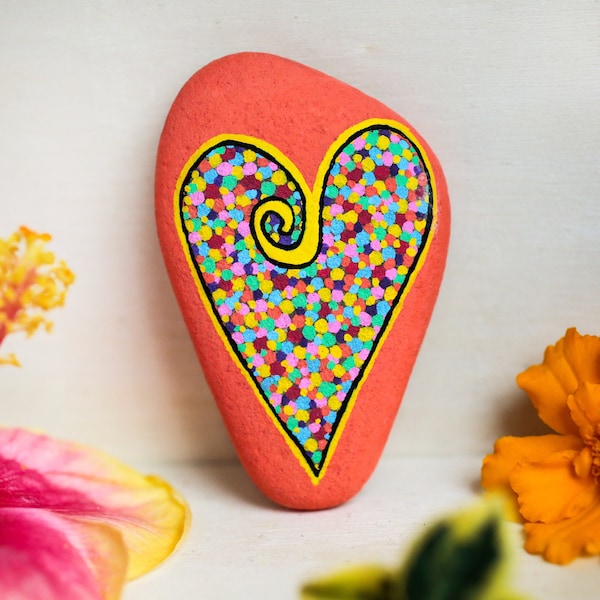 Painted Heart Rock - Etsy