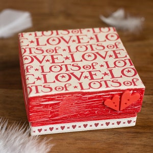 Heart Box for Jewellery, Red Box for Ring With Hearts, Handmade Storage ...