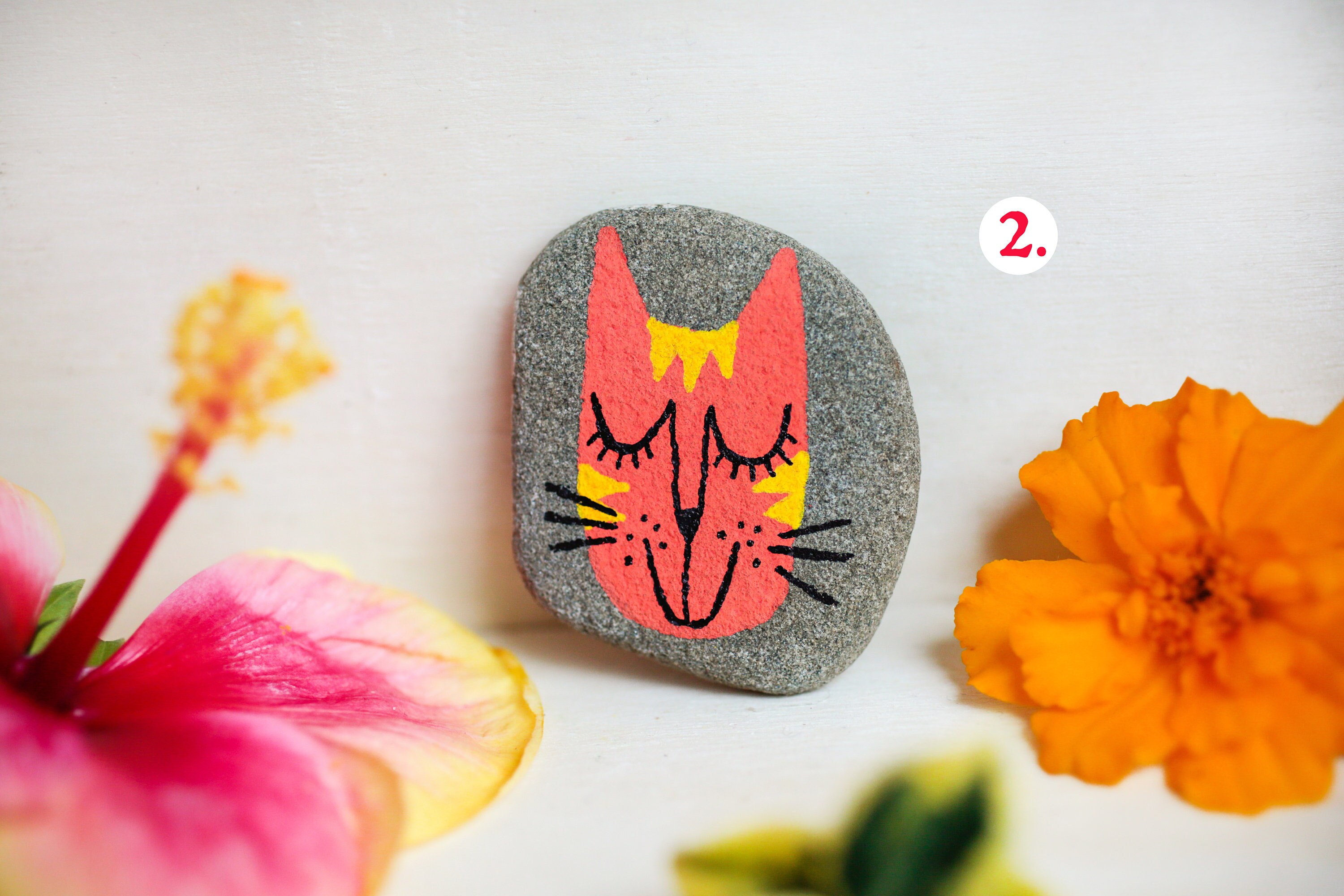Cat Pebble, Handpainted Stone, Painted Pebble, Decorated Stone-cat, Cat ...