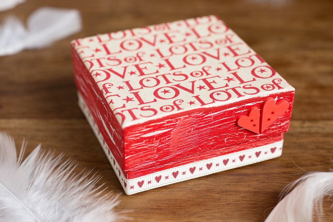 Heart Box for Jewellery, Red Box for Ring With Hearts, Handmade Storage ...