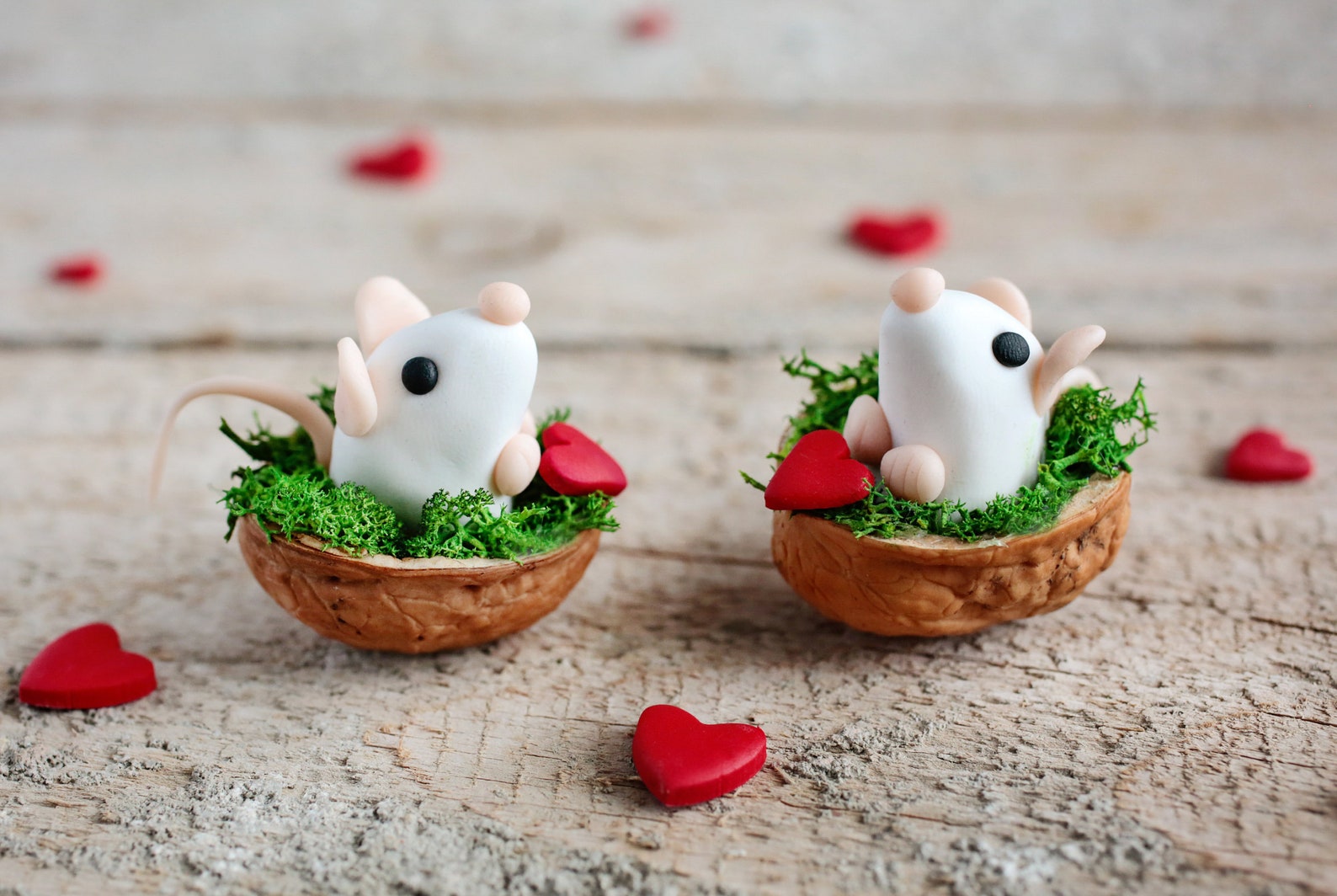 Ratón con cáscara de nuez Ratón de San Valentín Ratón hecho - Etsy España