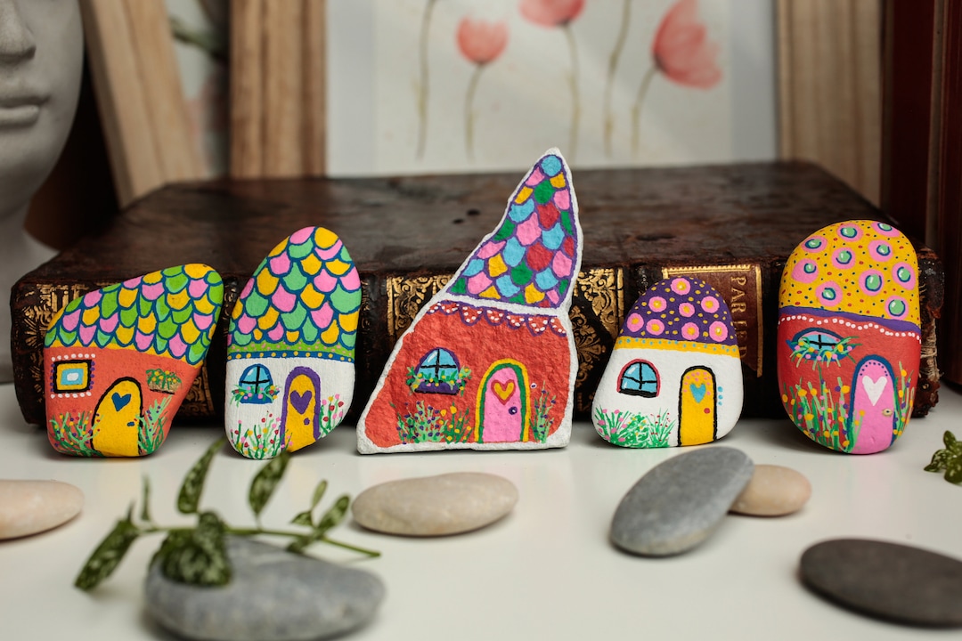 Hand Painted Stone, Pebble Art, House Decor, Home Decoration, Tiny ...